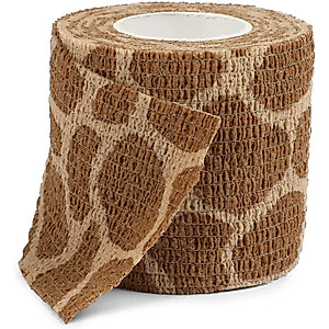 6 Rolls Self Adhesive Bandage Wraps, 2 Inch x 5 Yards Cohesive Vet Tape for First Aid (Animal Print)