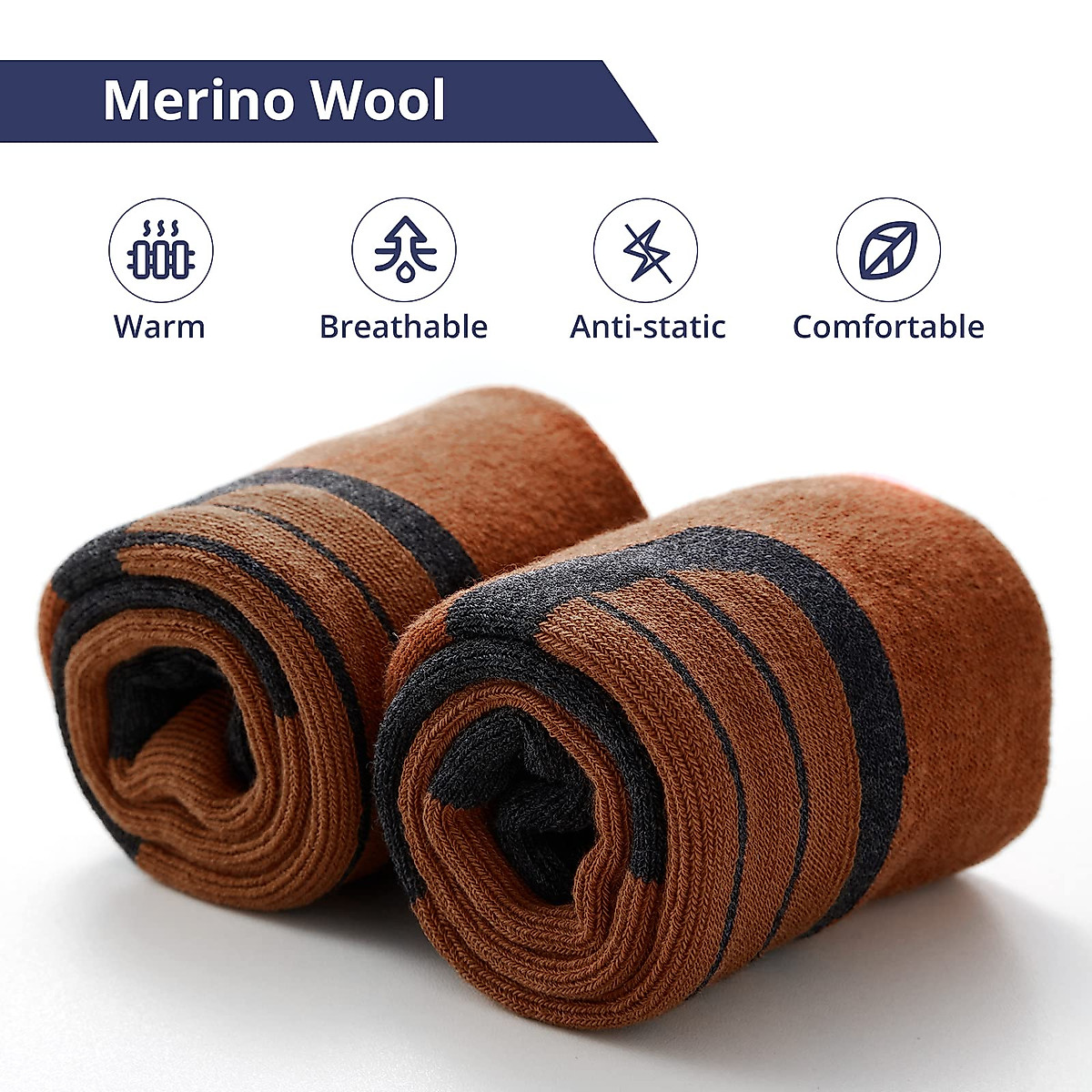 AKASO Warm Wool Ski Socks Mens Women Hiking Socks, Merino Snowboard Socks for Skiing Outdoor Cold Weather (1 Pair)