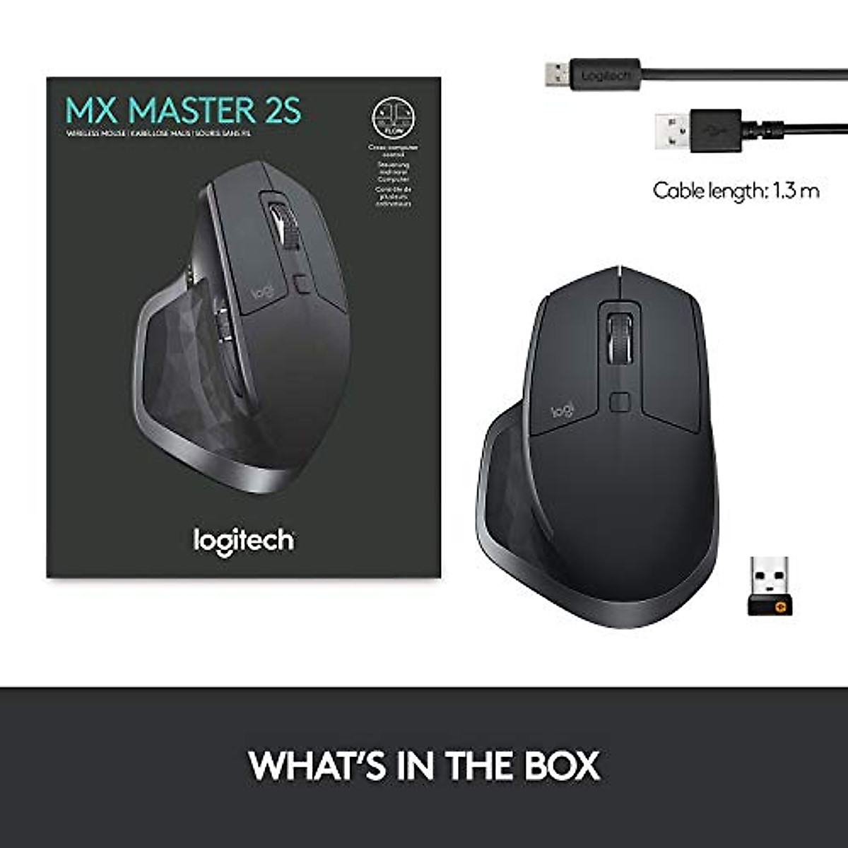 Logitech MX Master 2S Wireless Mouse – Use on Any Surface, Hyper-Fast Scrolling, Ergonomic Shape, Rechargeable, Control Upto 3 Apple Mac and Windows Computers, Graphite (Discontinued by Manufacturer)