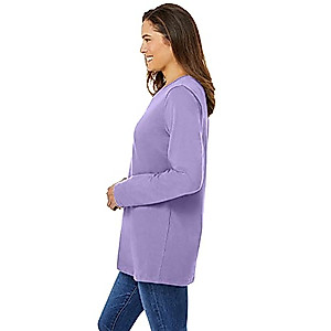 Woman Within Women's Plus Size Perfect Long-Sleeve Crewneck Tee Shirt - 3X, Black