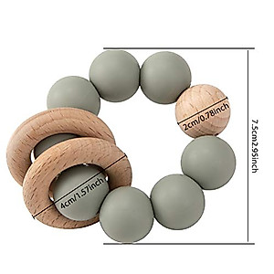 Silicone Baby Teether, Food Grade Silicone & Beech Baby Teething Toy, BPA Free (Sage)