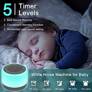 Vicsoon White Noise Machine for Baby Kids Adults, Color Noise Sound Machines with 32 Soothing Sounds and 7 Colors Night Lights, Sleep Sound Machines with 5 Timers and Memory Features