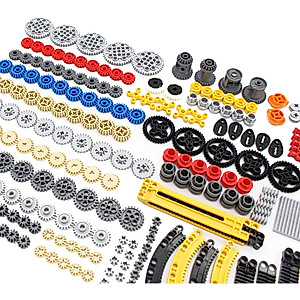 SEEMY 233PCS Gear Set for Technic Series Parts Compatible with Lego Technic Parts, DIY Gears Assortment Pack(Liftarm, Pins, Axles, Connectors) for Technic Building Blocks Set (Gear Set)