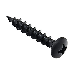 100 Pack Rok Hardware #8 x 1" Coarse Deep Thread Pan Head Screws Black Phosphate Wood MDF