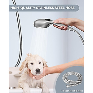 JDO Shower Head with Handheld, High Pressure Handheld Shower Head 9 Settings, Detachable Shower Head Set with Stainless Steel Hose and Shower Bracket (Chrome)