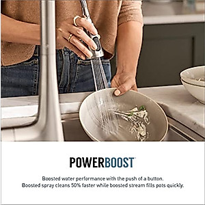 Moen Haelyn Spot Resist Stainless Single-Handle Pull-Down Sprayer Kitchen Faucet Featuring Power Boost for a Faster Clean, Soap Dispenser Included, 87627SRS