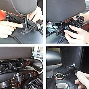 Poraxy Car Fan, 12V Electric Auto Cooling Fan for Backseat, Headrest 360 Degree Rotatable Dual Head Stepless Speed Rear Seat Air Fan for Sedan SUV RV Boat