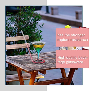 DOITOOL Spiral Cocktail Glass, Creative Vampire Filter Red Wine Glass, Long Tail Cocktail Straw Wine Glass Rotating Martini Glass, Transparent Red Wine Glass Wine Cup (Transparent) (2Pcs)