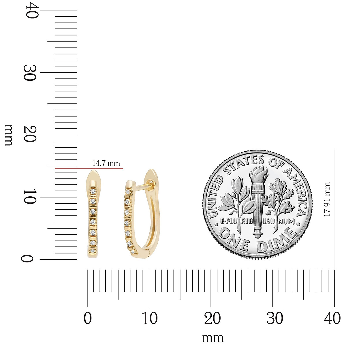 DISENO Diamond Earrings in 10k Yellow Gold Huggie Hoop Earrings with Natural Diamonds 0.04 Carat (F-G Color, SI1-SI2 Clarity) Fine Jewelry for Women Ideal Gifts for Birthday, Wedding