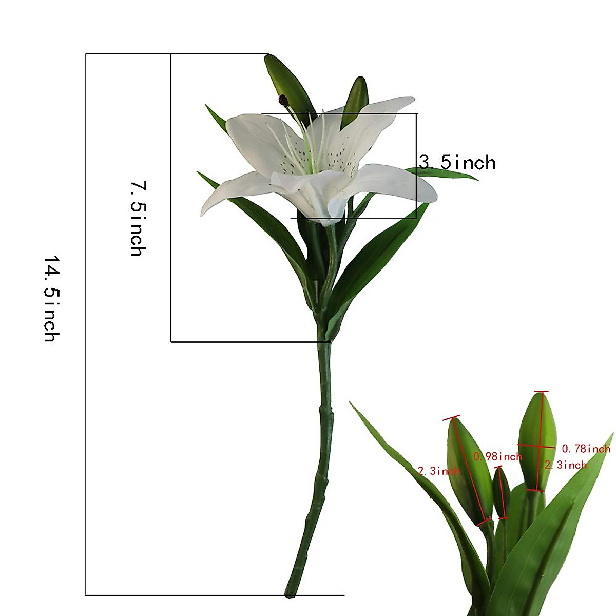 5 Bouquets Artificial Lily Flowers - Lily Fake Flower Suitable for Wedding Party Home Garden Dining Table Shop Decoration Photography Props (White)