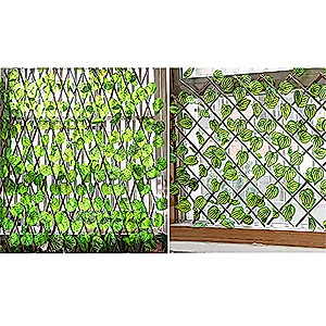SMLJFO Artificial Ivy Leaf Privacy Fence Screen Plants Vine Hanging Garland Stretchable Fence for Outdoor Garden Porch Patio Home Decor/Big Begonia Leaves