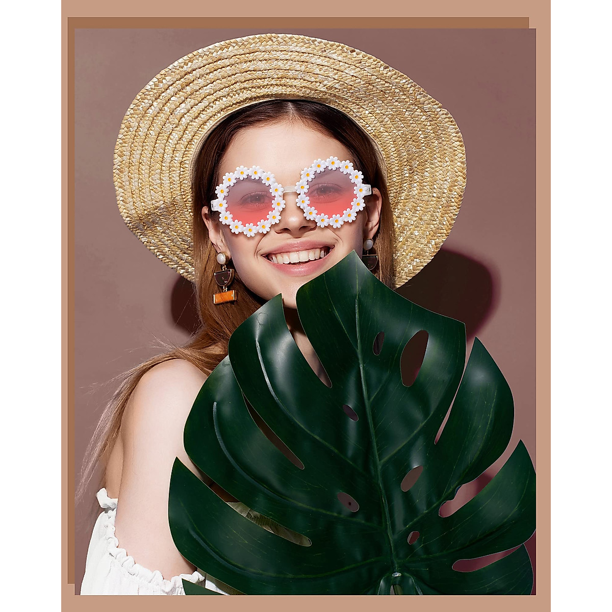 Yunsailing 12 Pairs Flower Sunglasses for Women Daisy Sunglasses Adult Flower Sunglasses (Elegant Colors)