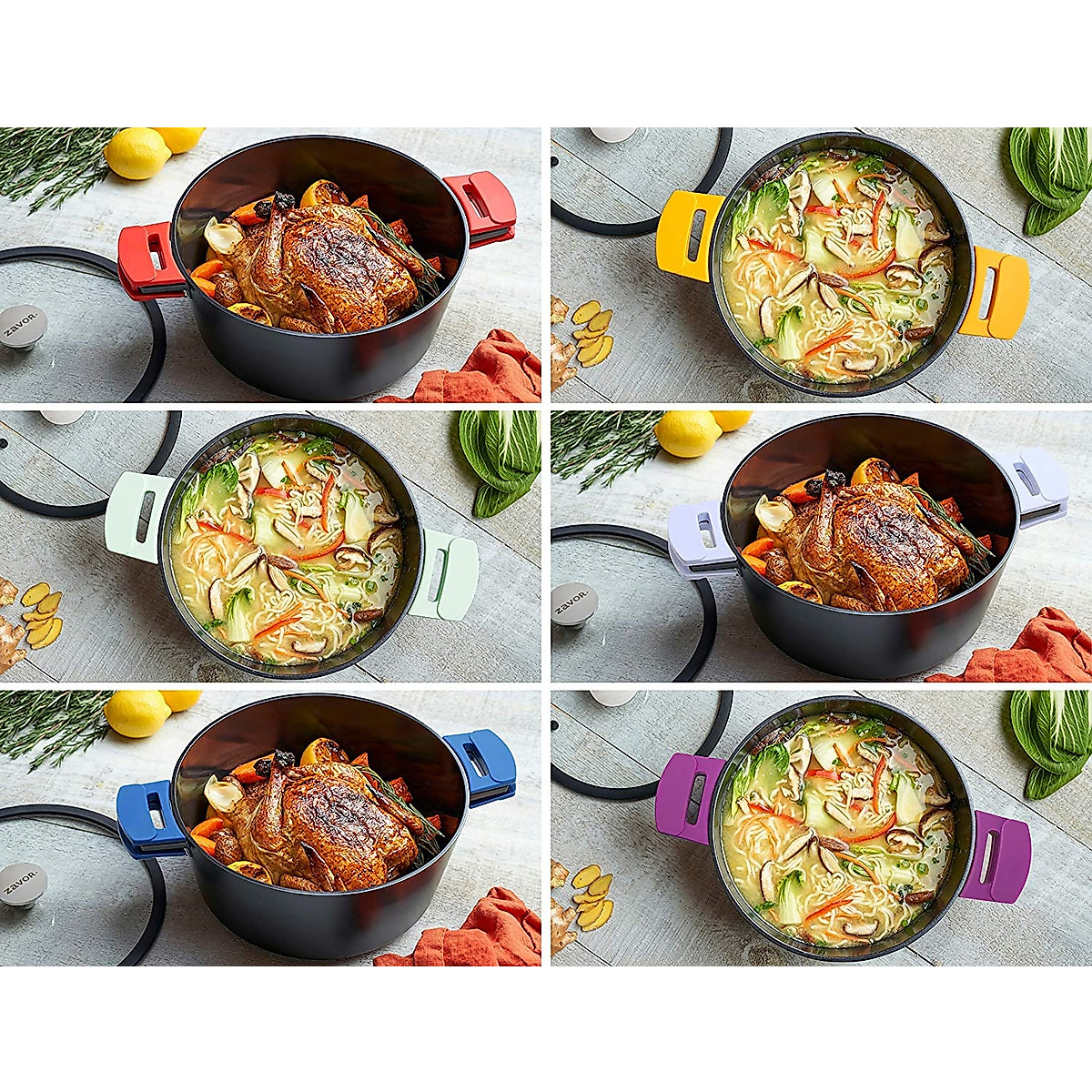 Zavor Noir 5 Qt Dutch Oven - Premium Cast Aluminum with Titanium-based Nonstick Ceramic Coating & Removable Handles - Ultra Lightweight - Oven & Induction Ready | Noir Collection