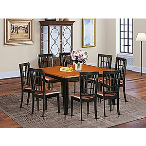 East West Furniture PFNI9-BCH-LC Dining Set, Black