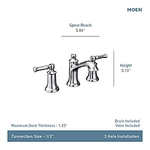 Moen Dartmoor Oil-Rubbed Bronze Two-Handle High Arc Widespread Bathroom Sink Faucet for 3-Hole Setups with Valve Included, TV6805ORB