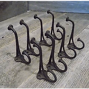 Midwest Craft House 8 Rustic Cast Iron Coat Hat Wall Hooks Restore School Farm Towel Bath Kitchen