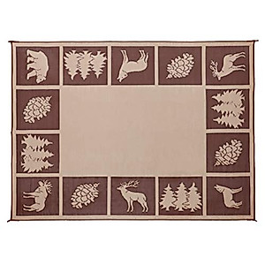 Stylish Camping 226097 6-feet by 9-feet Reversible Mat, Plastic Straw Rug, Large Floor Mat for Outdoors, RV, Patio, Backyard, Picnic, Beach, Camping - Hunter Mat (Brown/Beige)