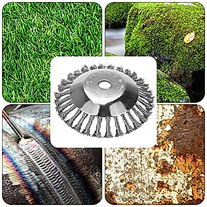 BaiNuo Steel Wire Brush Cutter Grass Trimmer Head for Garden Lawn Mower, 8Inch Trimmer Cutting Kit with Thrust Washer for String Trimmers, Rust Removel, Lawn Mower (8inch Set)