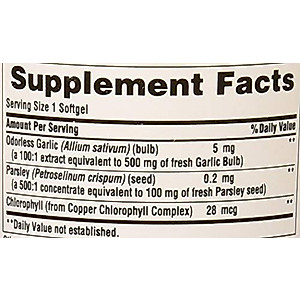 Puritans Pride Odorless Garlic & Parsley 500 Mg / 100 Mg, 250 Count