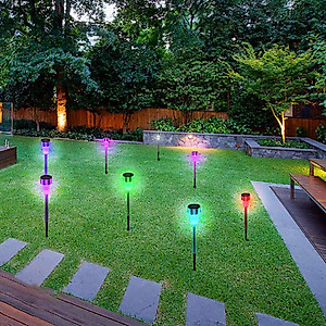 Trlec gt4-ly 10 pcs 5W High Brightness Solar Power LED Lawn Lamps with Lampshades Seven Color. Used in Greenhouse, Landscape Lighting, Home Garden, or Small Pot Plant etc