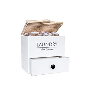 Modern Laundry Pods Container | Large Laundry Dryer Sheet Holder with Premium Sealed Lid | Wall Mount Lint Bin | Wood Dryer Sheets Holder | Laundry Sheets Holder | Dryer Sheet Dispenser