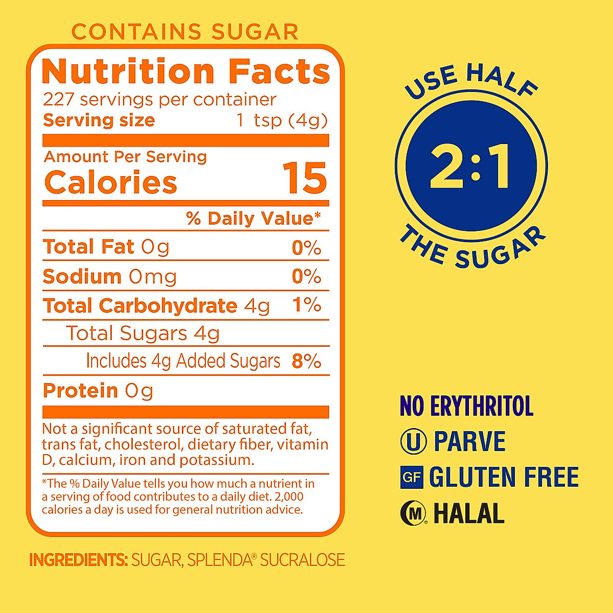 SPLENDA Low Calorie Sweetener for Baking Resealable Bag, Sugar Blend, 32 Ounce