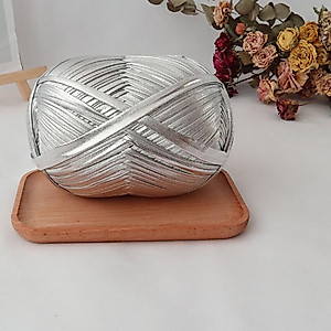 200g Metallic Yarn Crochet Knitting Needlework Weaving Fancy Thick Cloth Wool Shinny Gold Silver Purse Handbag DIY