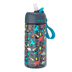 Bentgo Kids Water Bottle - Leak-Proof, Durable Tritan, BPA-Free 15 oz. Cup for Kids/Toddlers Ages 3+, Safe Sip Spout, Carrying Handle, & Dishwasher Safe for School, Sports, Daycare & Camp (Dinosaur)