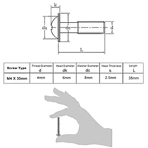 Metric M4 Knobs Screws for Chinese Konbs Pulls Handles, Washer Head Bolts Phillips Drive PWM Machine Screws for Metric M4 Holes Cabinet Door Knob Pull Handle (M4 x 35mm, 50 Pcs)