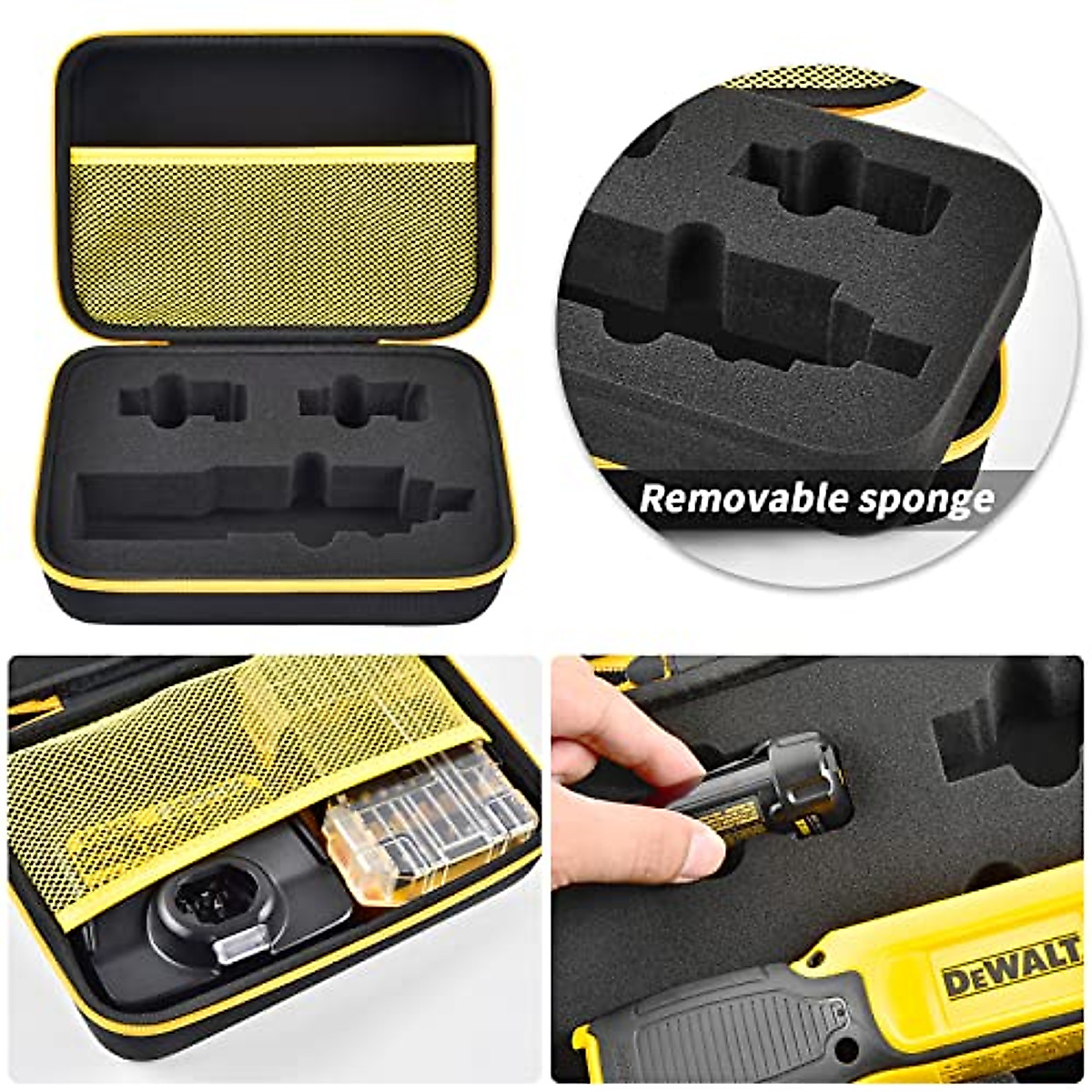 GWCASE Case Compatible with DEWALT 8V MAX Cordless Screwdriver Kit DCF682N1, Gyroscopic Storage Holder with Mesh pocket for Electric Screwdriving Drill Bit Set, Battery Pack, Charger (Box Only)