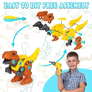 Elitoky Dinosaur Toys, Take Apart Dinosaur Toys for Kids, Educational Construction Building Sets with Electric Drill Storage Box - Birthday Gifts for Toddlers Boys Girls Age 3 4 5 6 7 8 Year Old