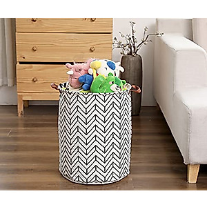 [2 Pack] Collapsible Laundry Basket, Large Round Waterproof Laundry Hamper, Foldable Storage Organizer with Leather Handles for Dirty Clothes (white)