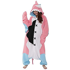 SAZAC Lovely Zombie Shark Kigurumi Onesie Jumpsuit Halloween Costume (Pink)