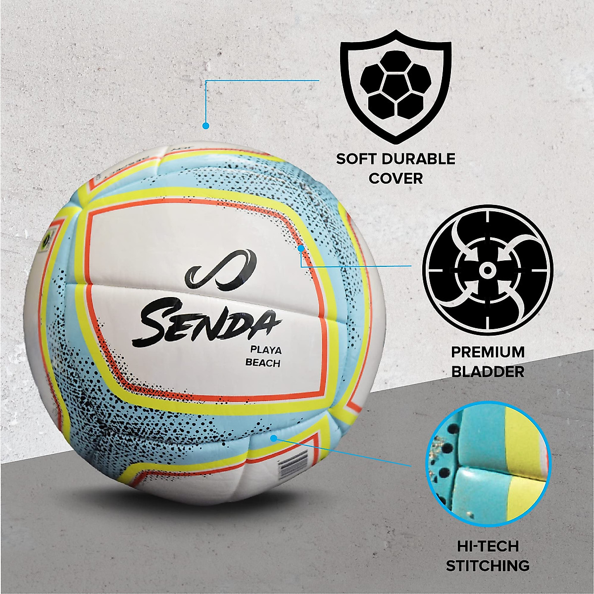 Senda Playa Beach Soccer Ball, Fair Trade Certified, White/Blue, Size 4 (Ages 8-12)