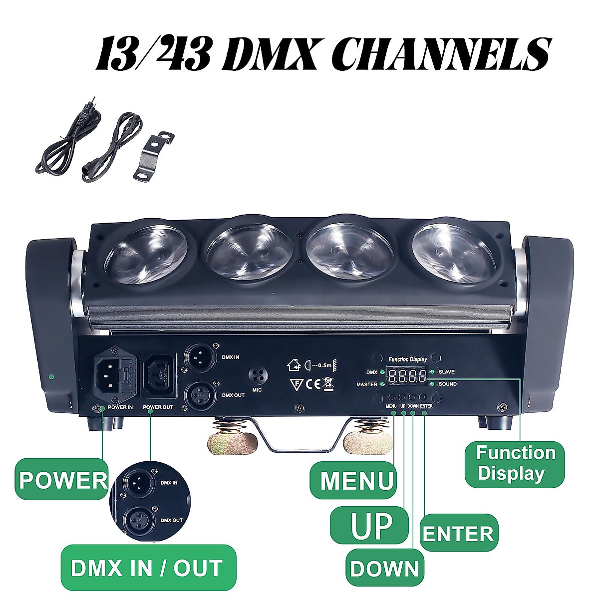 8x15W Spider Moving Head Light LED RGBW 4in1 Portable Stage Light, Strobe Party Beam DJ Lighting DMX 512 & Sound Activated for KTV Disco Party Event