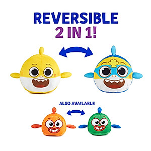 WowWee Baby Shark's Big Show! Reversible Plush Baby Shark Turns Into Super Shark – Flip Plushie Toys for Toddlers