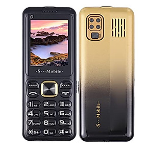 ASHATA W23 Ultra Thin 2G Mobile Phone for Senior, Big Speaker and Voice, Multifunctional Long Standby Unlocked Cellphone, 3 Card 3 Standby, 16GB Memory Card(Gold)