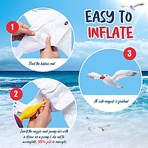 Foilswirl 6 Pcs Large Inflatable Seagull Ornaments 24.41 x 13.78 Inch Christmas Beach Party Decoration Flying Seagull Seabird Nautical Balloon for Tree Cruise Birthday Baby Shower Decor