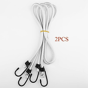 ZHOUBIN 48 inch White Bungee Cords with Hooks, 2 Pack