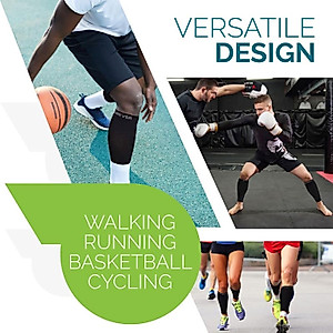 Calf Compression Sleeves for Men and Women - Footless Compression Socks for Runners, Shin Splints, Varicose Vein and Calf Pain Relief - Leg Brace for Running, Cycling, Travel - Medium, Black