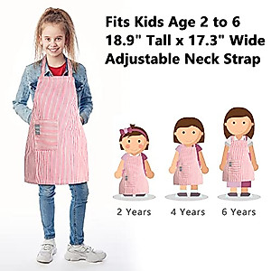 TeddSnow Kids Apron, Toddler Cotton Adjustable Bib Chef Apron with Pocket, For Children Age 2 to 5 years, Boys Girls