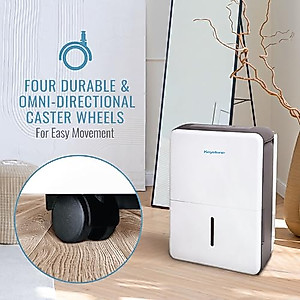 Keystone Energy Star 22-Pint Portable Dehumidifier for Basement, Garage, Living Room, and Large Rooms up to 1,500 Sq.Ft., Quiet Dehumidifier for Home and Moisture Absorber with Auto-Shutoff and Timer