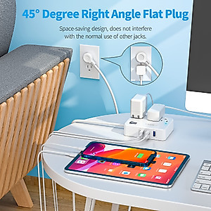 Power Strip, Bototek Extension Cord with 3 Widely Outlets 3 USB Ports, Flat Plug, 4Ft Desk USB Charging Station for Dorm Room Home and Cruise Ship Essentials Travel