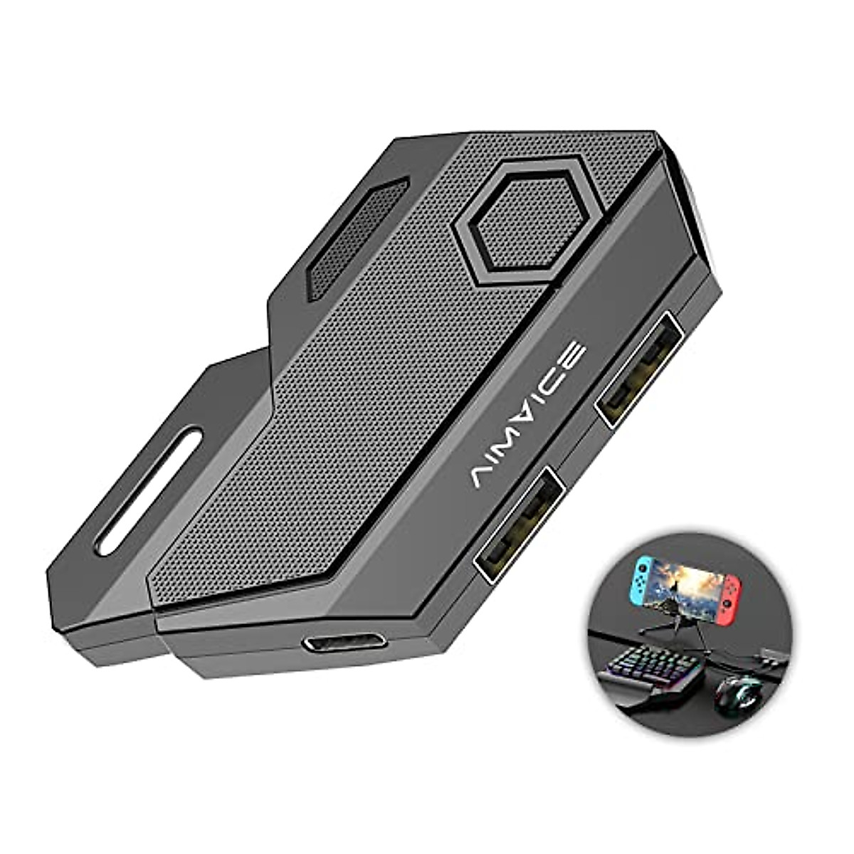Keyword and Mouse Adapter for Nintendo Switch/Xbox One/PS4/PS3, AIMVICE Keyboard Adapter & Xbox Keyboard Adapter, Perfect for Games Consoles for FPS, TPS and RTS [2023 Upgrade Version]