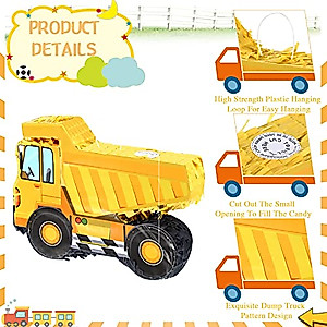 Construction Dump Truck Pinata Bundle Construction Pinata with Blindfold and Bat Construction Party Supplies Tractor Excavator Pinatas for Boy Kids Construction Birthday Party Decorations (Dump Truck)