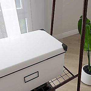 Albearing Metal Garment Rack Clothes Rack with Top Rod and Lower Storage Shelf Clothes Rack (Brown)