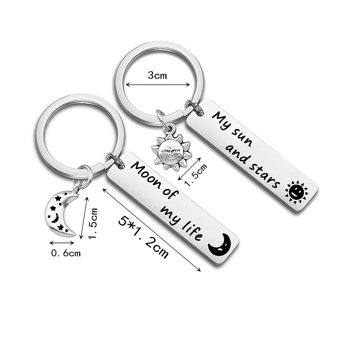 MYOSPARK Moon Of My Life My Sun And Stars Khal & Khaleesi Keychain Set Daenerys Keyring Dothraki Keychain Game of Thrones Jewelry (Moon Sun Stars keychain set)