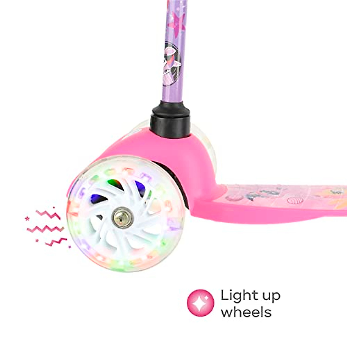 My Little Pony Self Balancing Kick Scooter with Light Up Wheels, Extra Wide Deck, 3 Wheel Platform, Foot Activated Brake, 75 lbs Limit, Kids & Toddlers Girls or Boys, for Ages 3 and Up