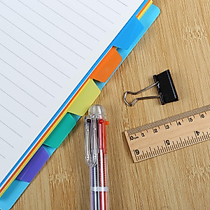 Kesoto A5 Lined Notebook with Multicolored Pen Wire Spiral Subject Notebook Journal with 5 Divider Tabs & 6 Color Retractable Ballpoint Pen, 240 Pages, Blue