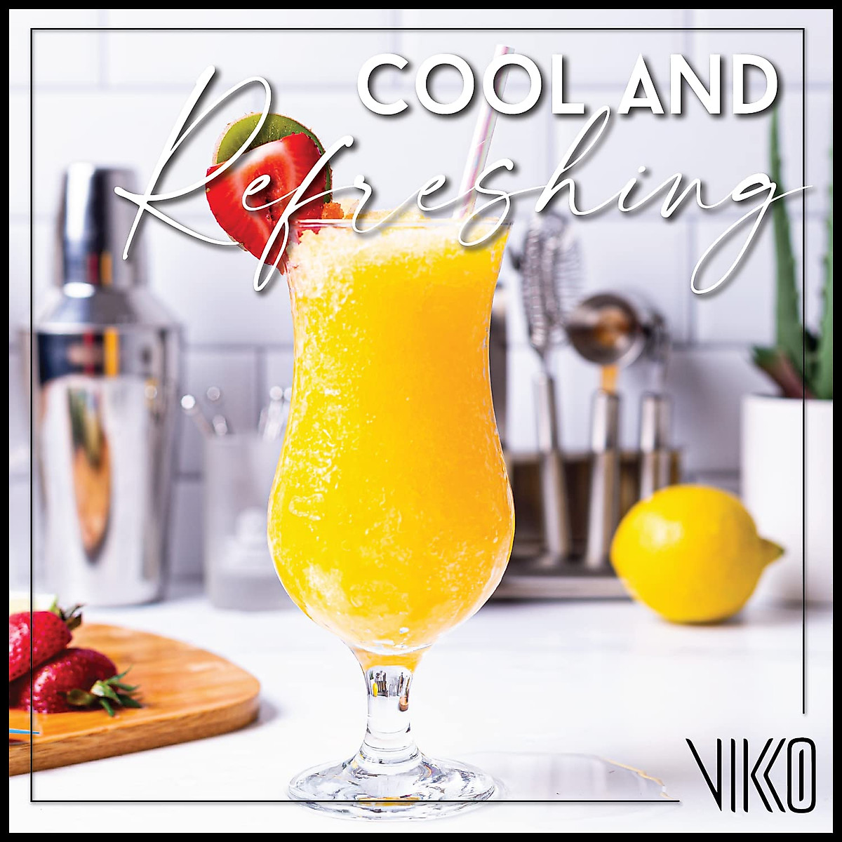 Vikko Hurricane Glasses, Set of 12 Pina Colada Glasses, 13.25 Ounce Cocktails Glasses Set, Durable Dishwasher Safe Party Glass